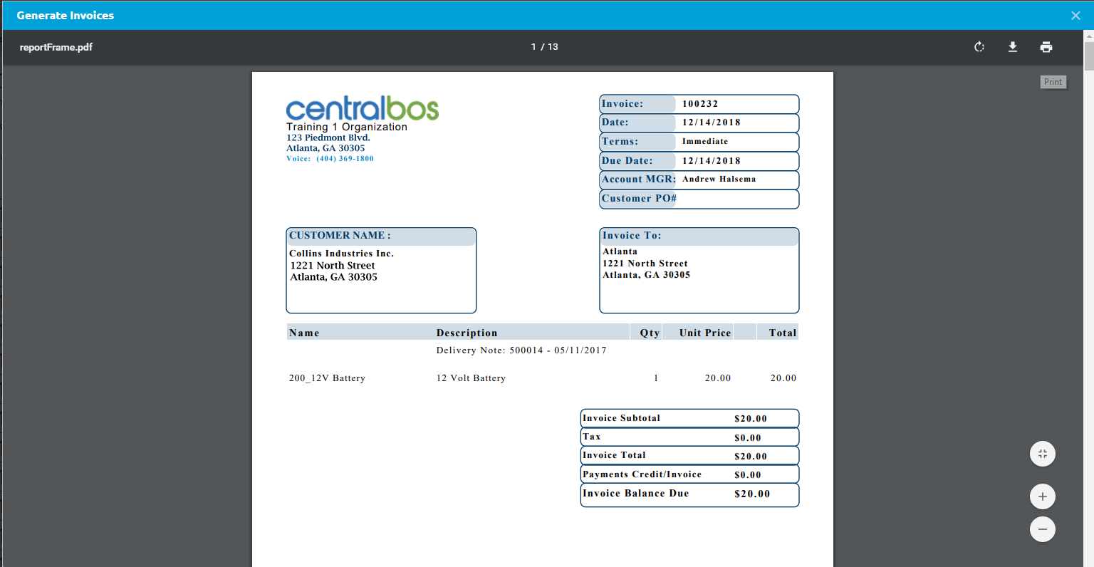 Generate Invoices From Completed Sales Orders